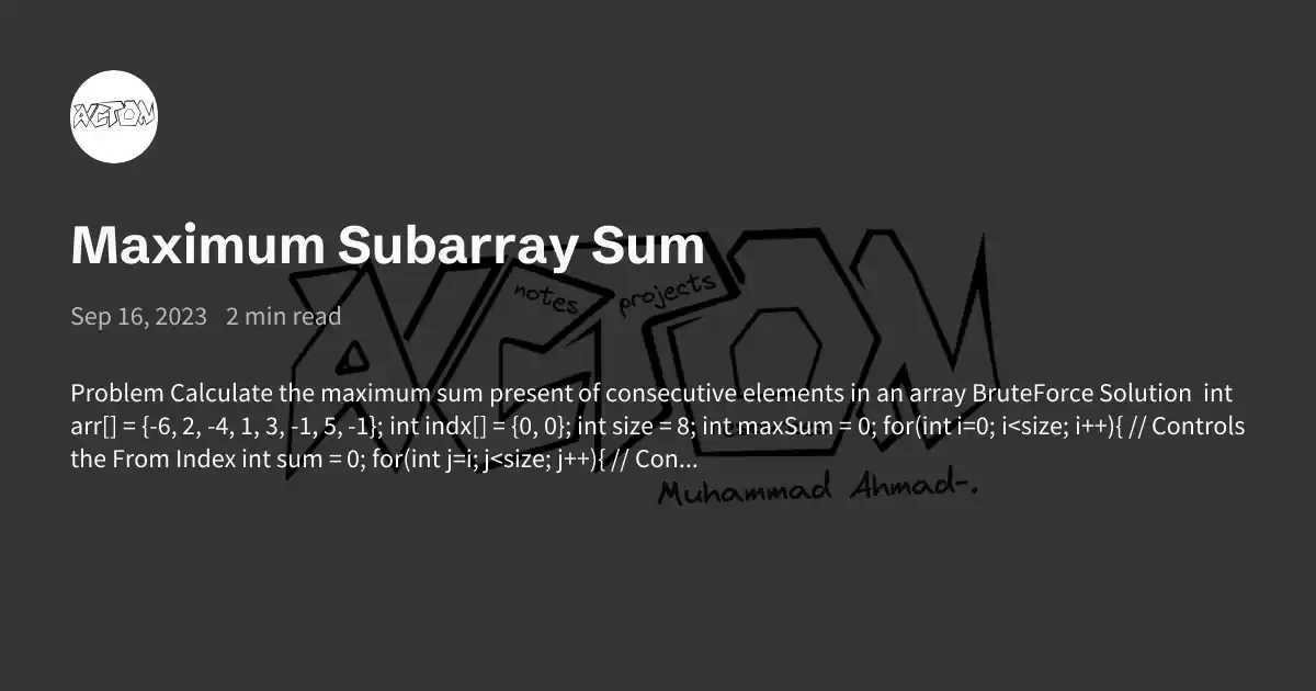 Maximum Subarray Sum